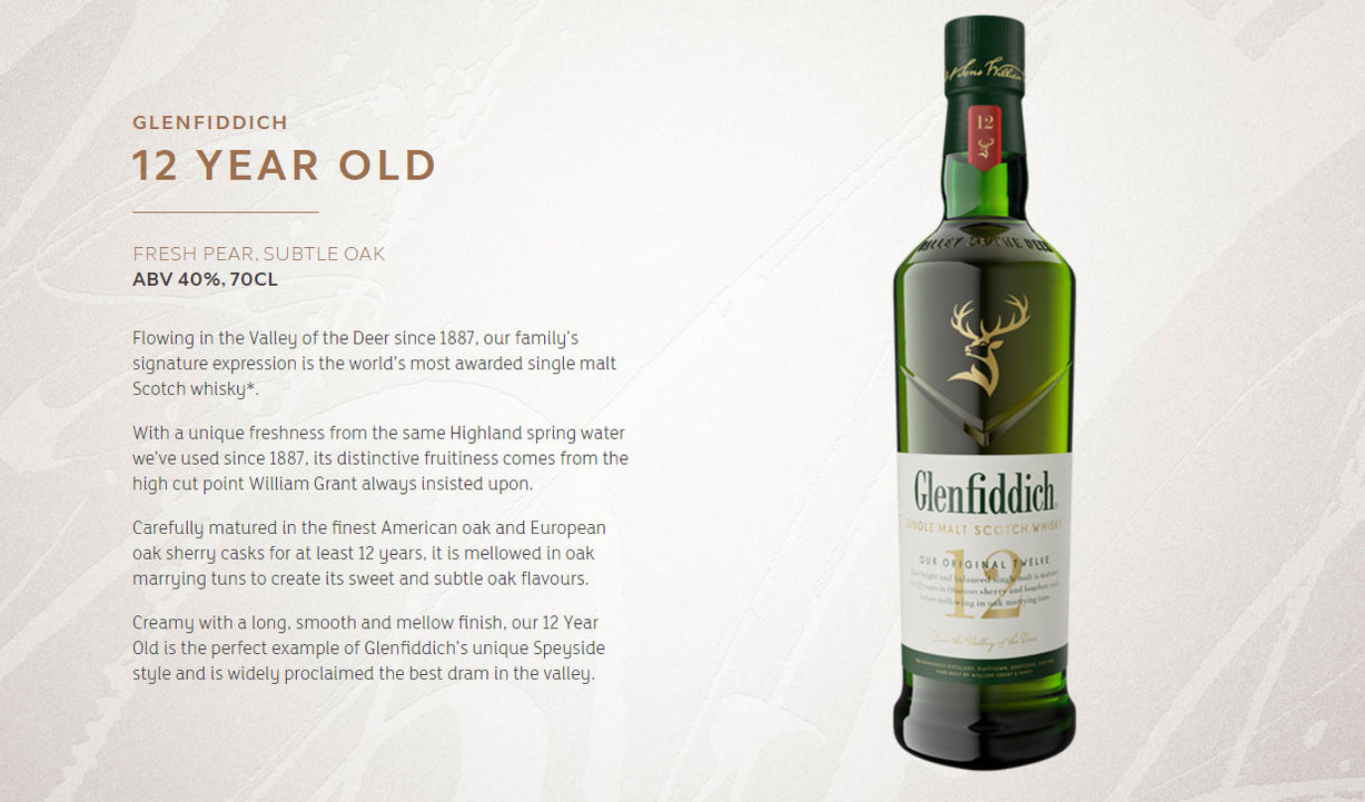 Glenfiddich 12 Year Old Speyside Single Malt Scotch Whisky ABV 40% 70c — The Liquor Shop Singapore