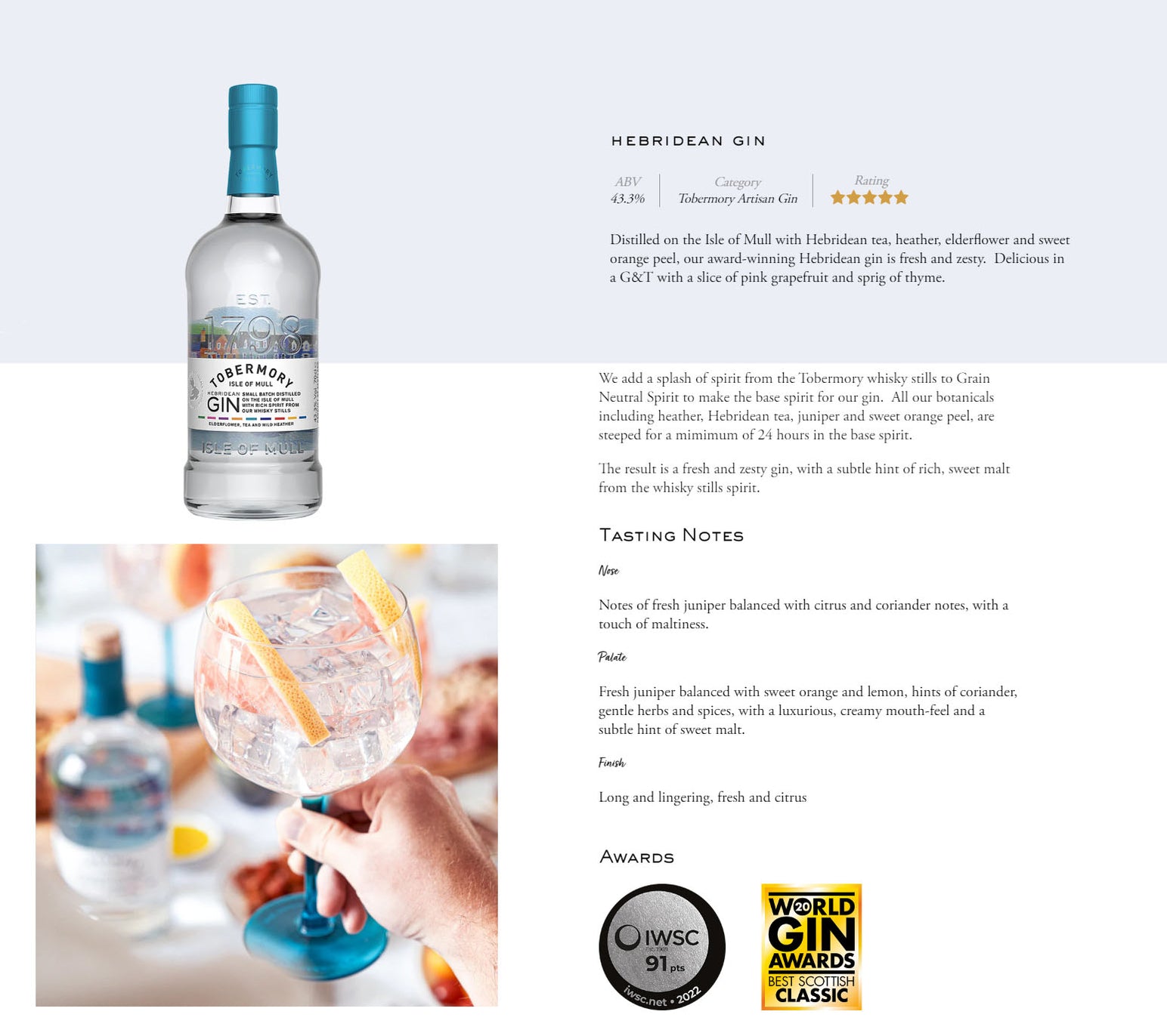 Tobermory Hebridean Original Gin ABV 43.3% 700ml — The Liquor Shop ...