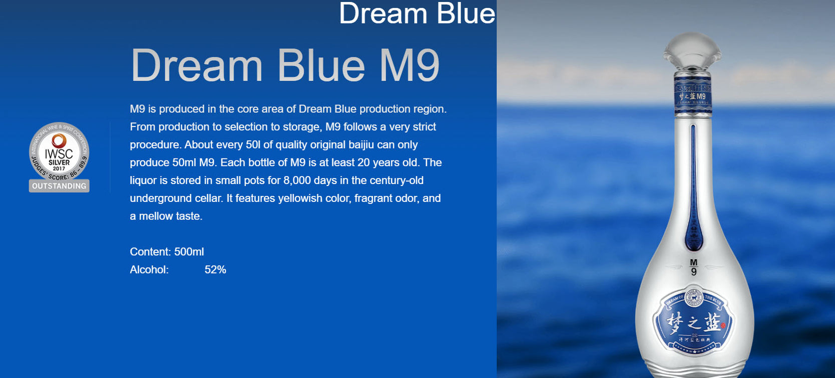 Yanghe Meng Zhi lan (梦之蓝) M9 ABV 52% 500ml — The Liquor Shop Singapore